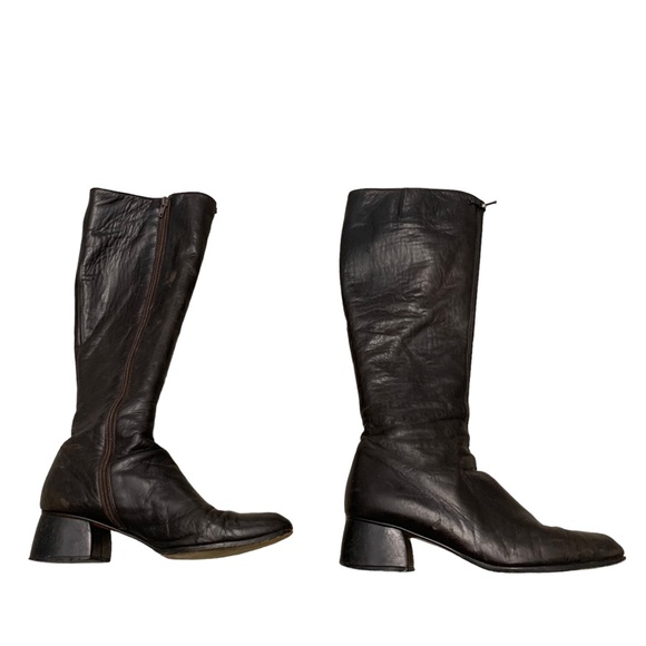 Lerre | Shoes | Vintage Lerre Brown Leather Square Toe Retro Y2k Knee ...